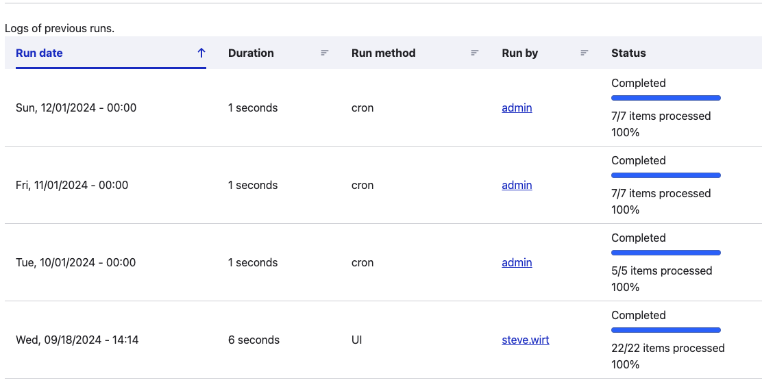 Summary on batch operation list shows oldest rather than most recent [#3496789] | Drupal.org